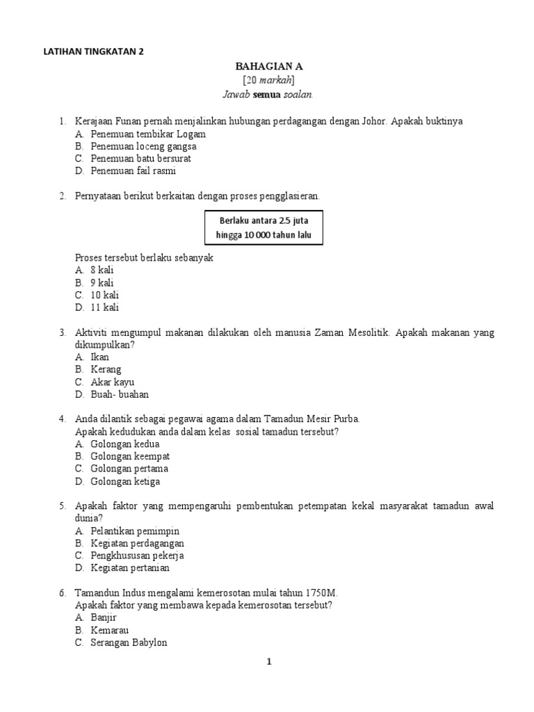 Latihan Sejarah f2 KSSM | PDF