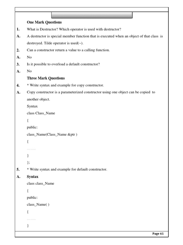 Chapter 9 Constructors And Destructors 61 71 Pdf Programming Constructor Object Oriented
