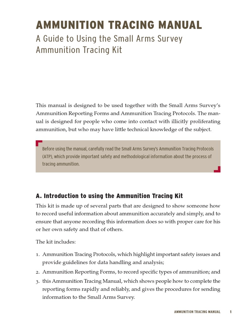 Ammunition Tracing Manual Guide | PDF | Cartridge (Firearms) | Firearms