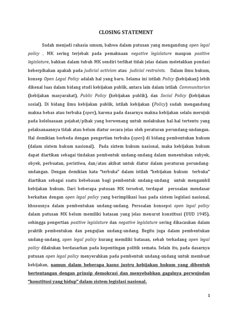 Closing Statement | PDF