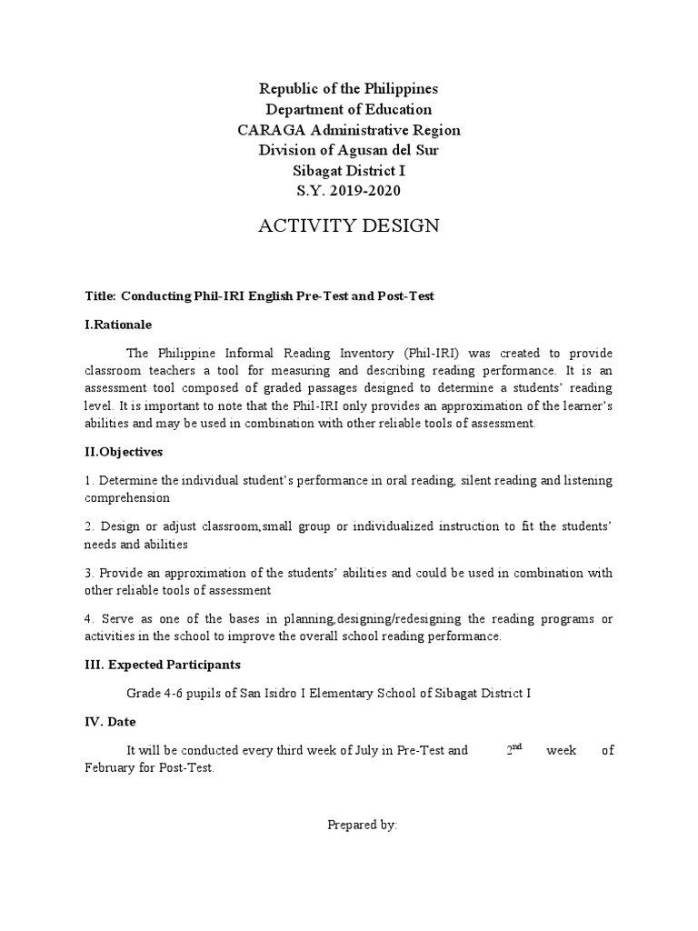 Activity Design | PDF | Teachers | Philippines
