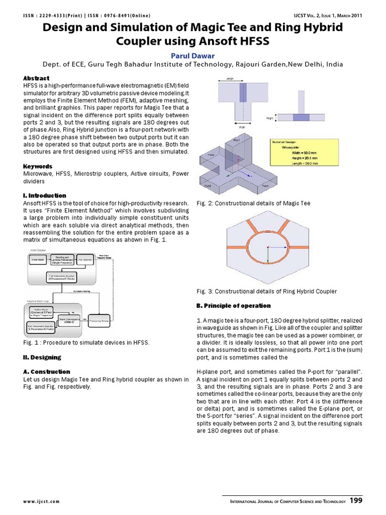 Design and Simulation of Magic Tee and Ring Hybrid Coupler Using Ansoft HFSS | PDF | Electrical ...