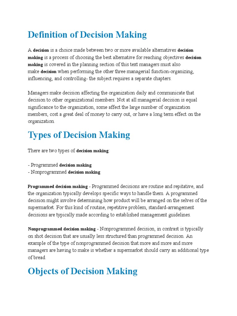 Definition of Decision Making | PDF | Conceptual Model | Decision Making