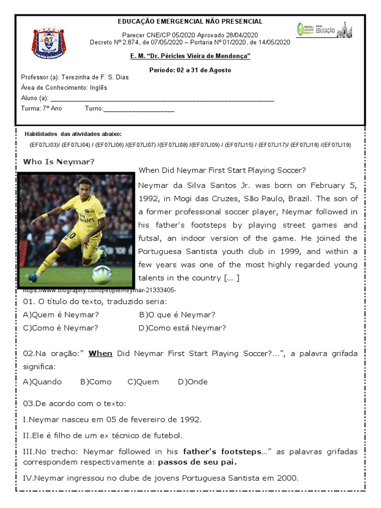 Atividade 7 Ano | PDF