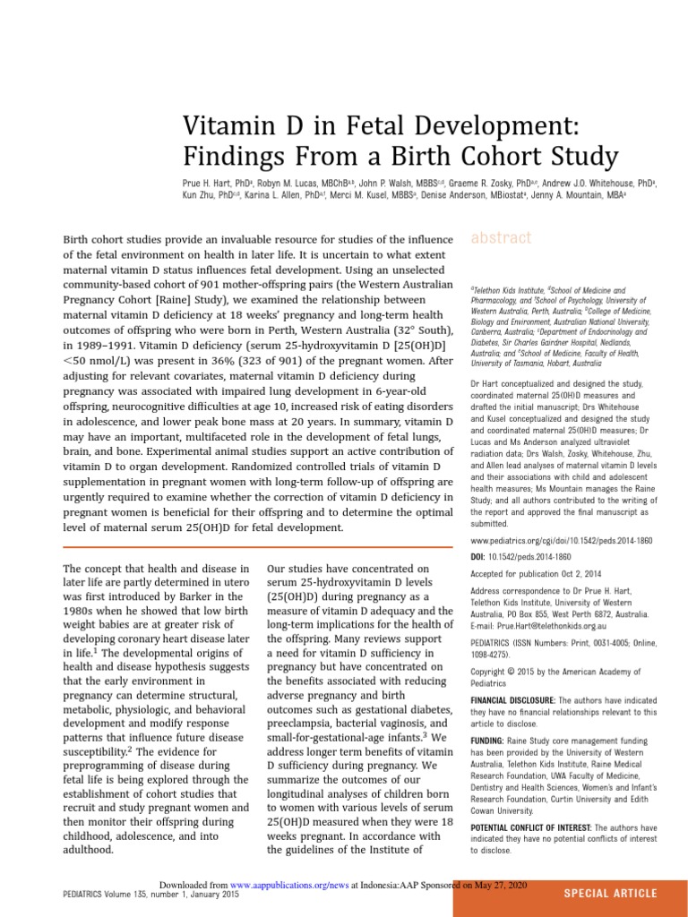 Vitamin D Birth Cohort Study | Descargar gratis PDF | Vitamin D | Pregnancy