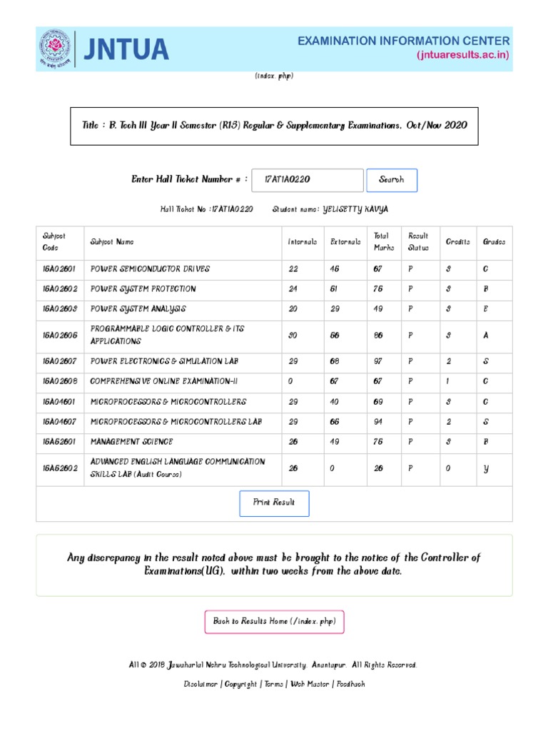 Welcome To JNTUA Official Results Portal | PDF | Computer Science | Computer Engineering