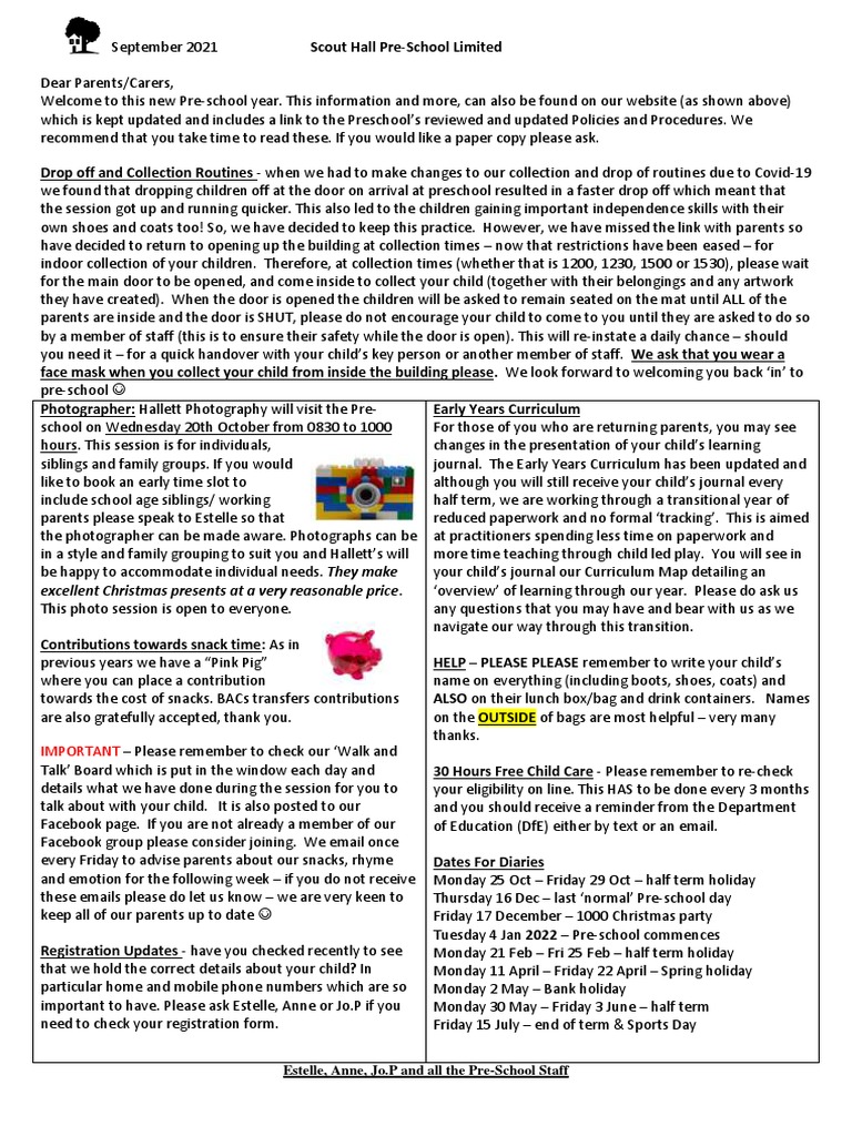 Newsletter September 2021 | PDF | Preschool