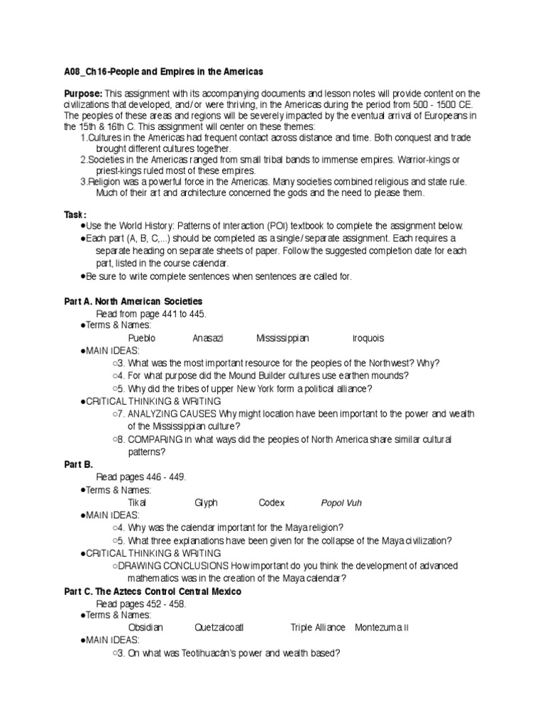 A08 - Ch.16: People & Empires in The Americas | PDF | Aztec | Maya ...