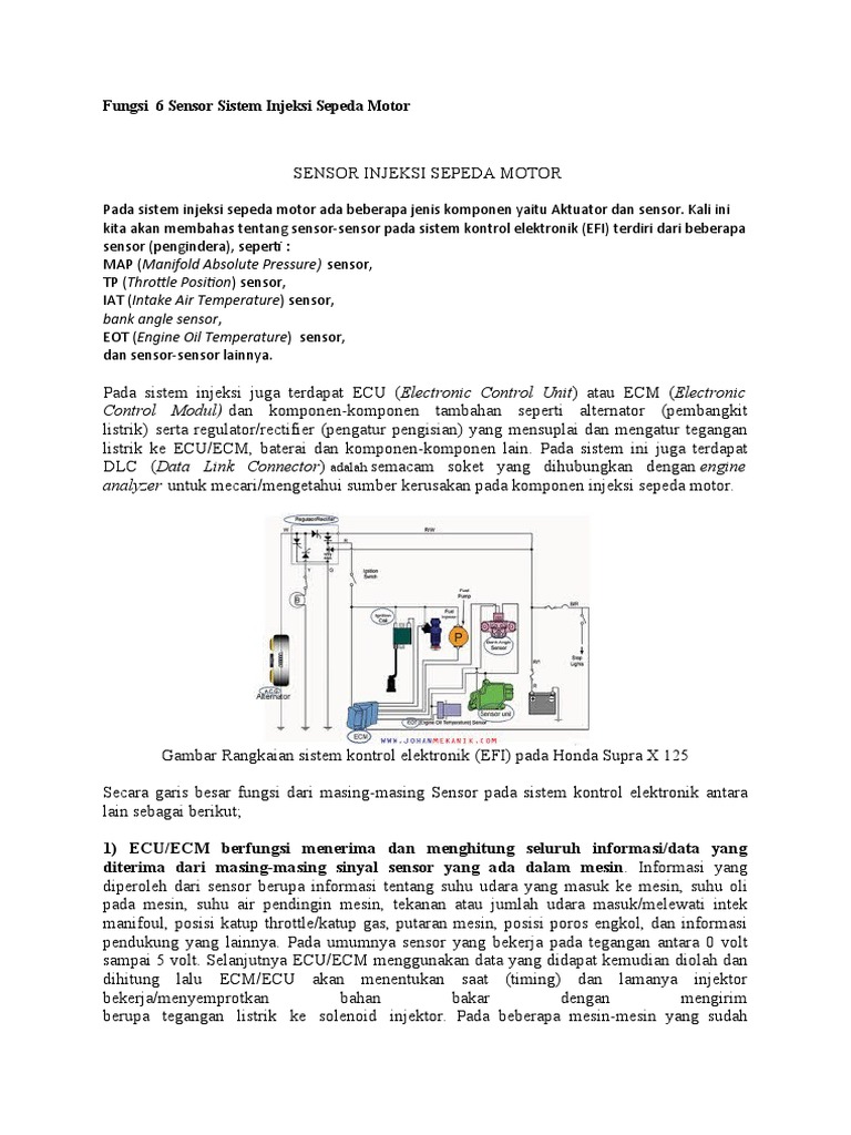 Fungsi 6 Sensor Sistem Injeksi Sepeda Motor | PDF