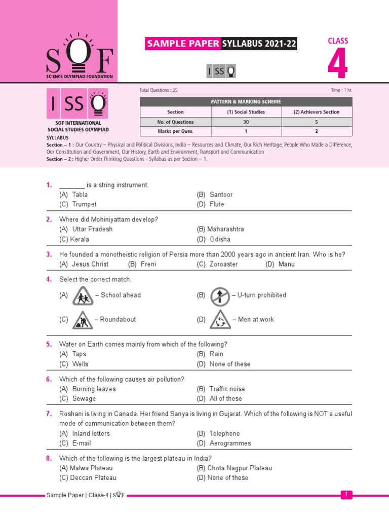 Isso Class-4 Samplepaper | PDF
