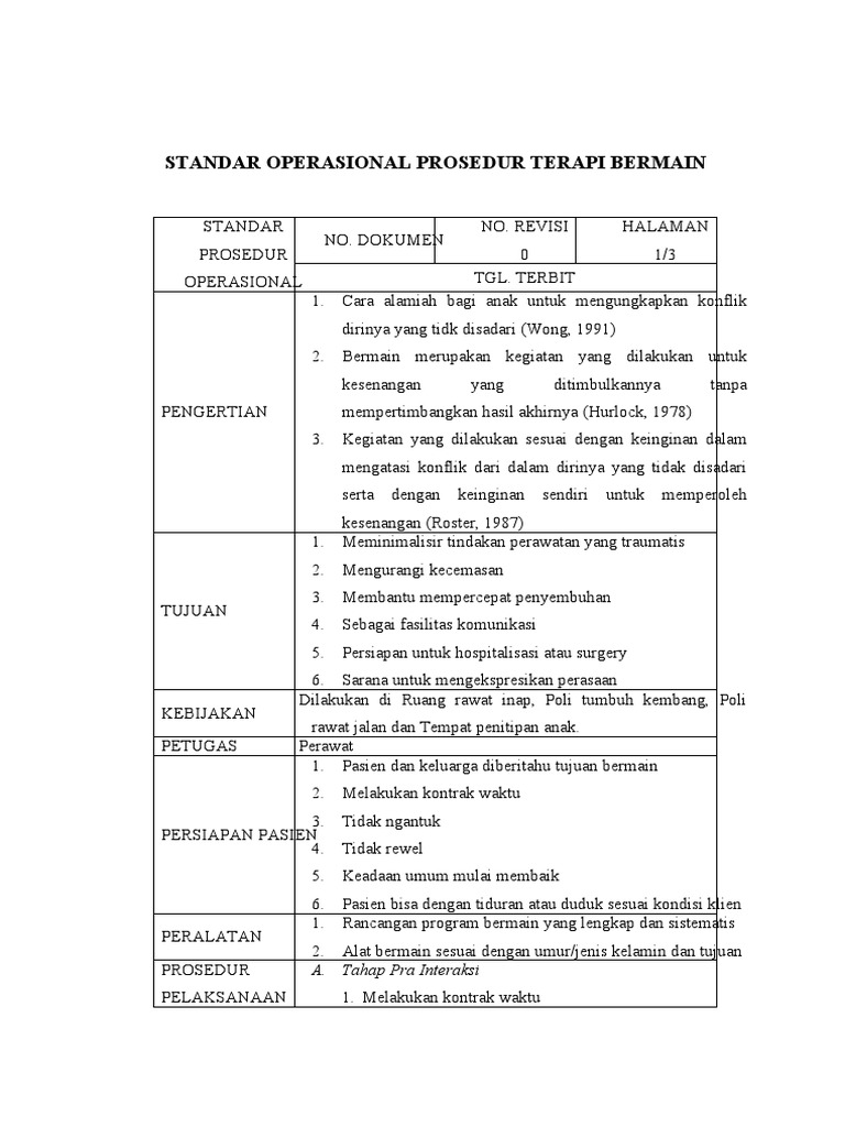 SOP Terapi Bermain | PDF