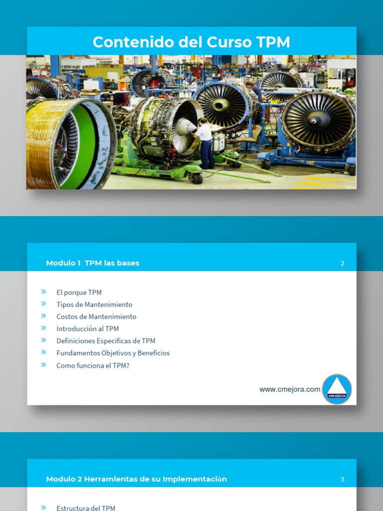 Contenido Del Curso TPM | PDF | Lean Manufacturing | Economias