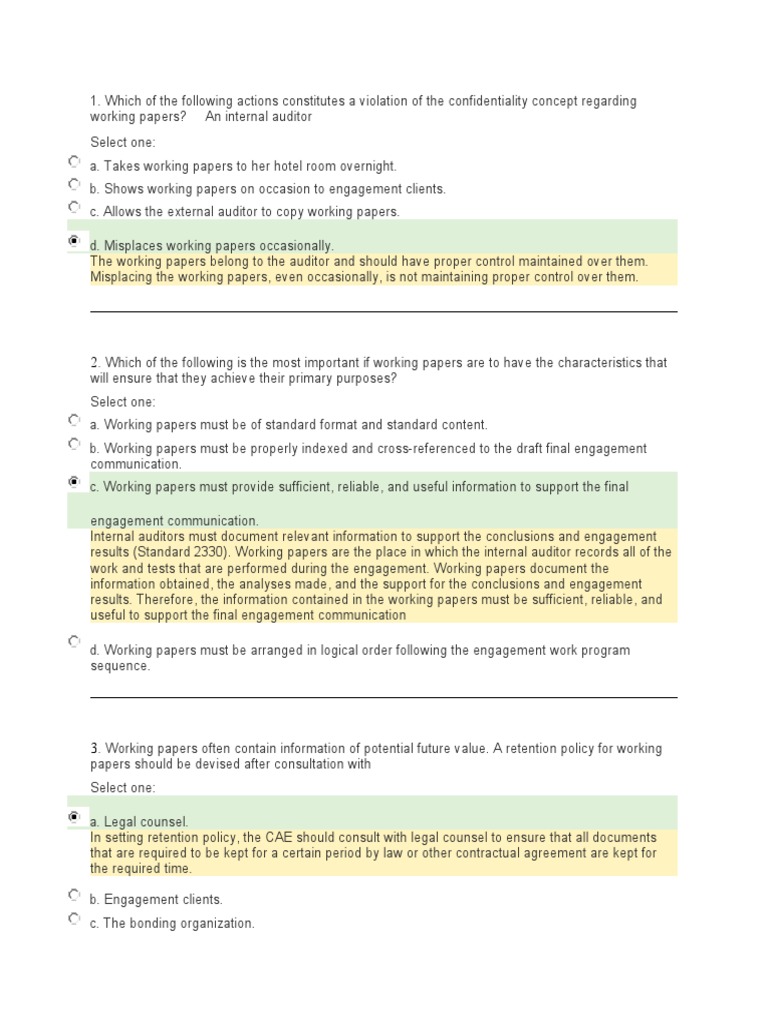 Working Papers | PDF | Internal Audit | Audit