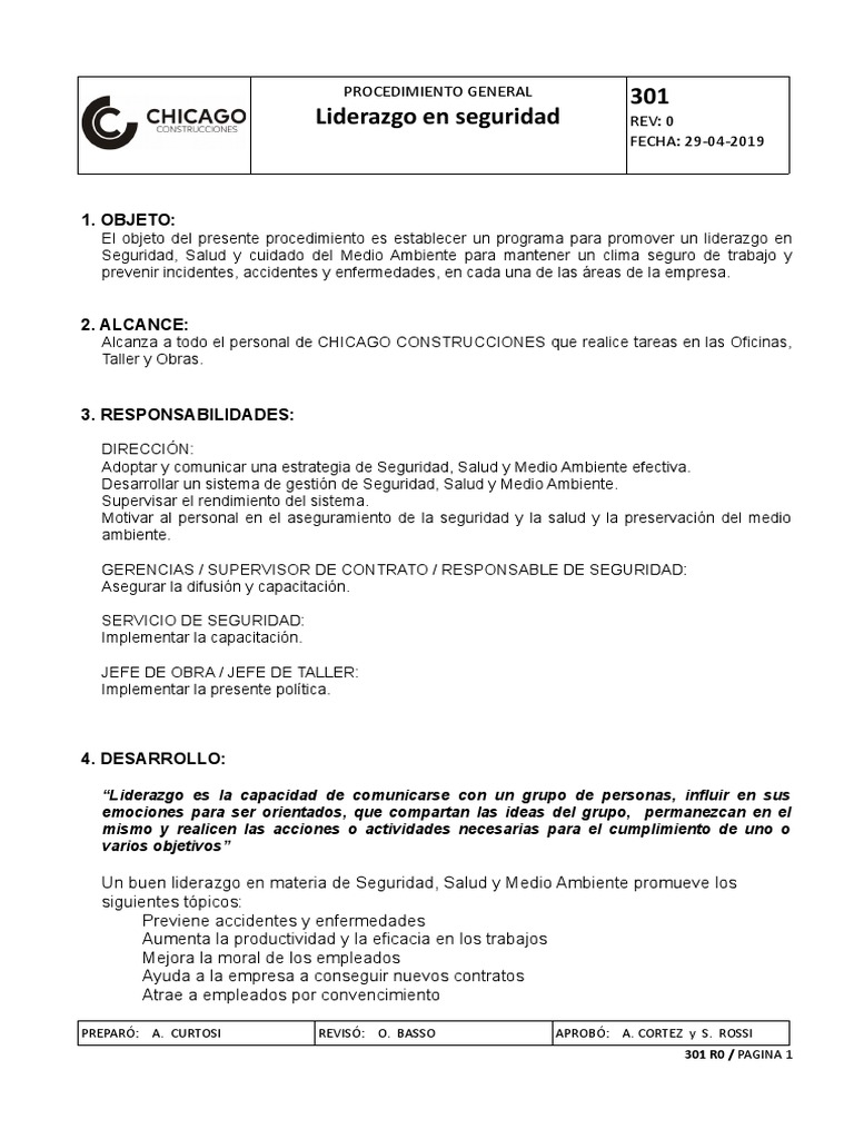 301 Liderazgo en Seguridad | PDF | Liderazgo | Seguridad y salud ocupacional