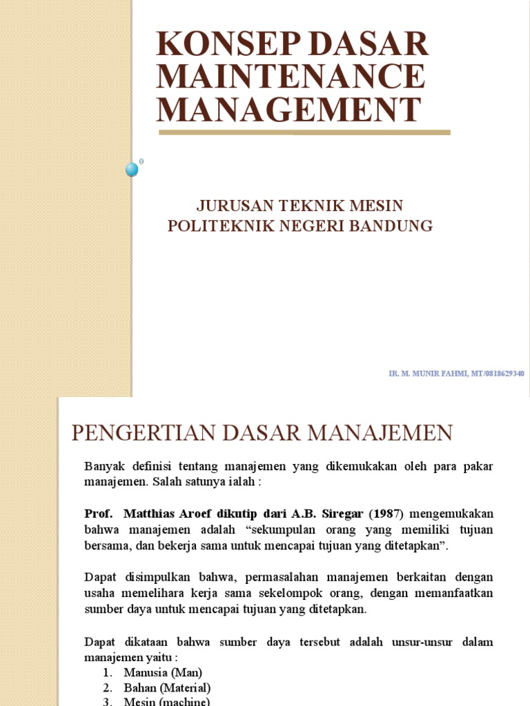 Modul I Konsep Dasar Maintenance Management-V | PDF