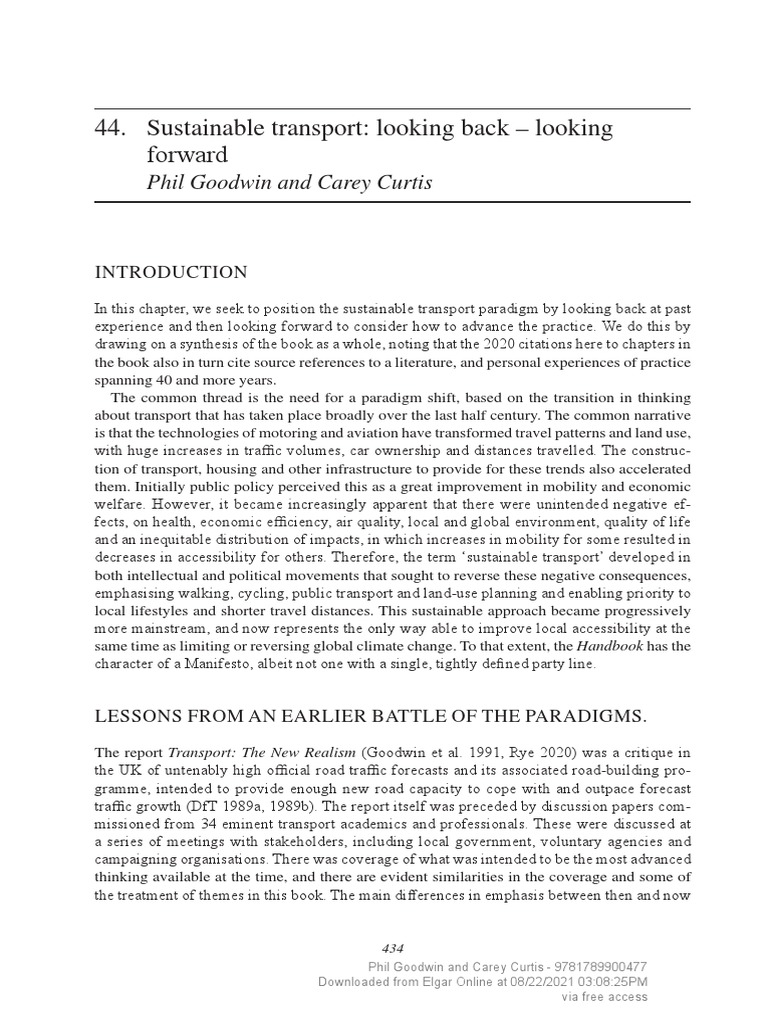 (9781789900460 - Handbook of Sustainable Transport) Sustainable Transport - Looking Back ...