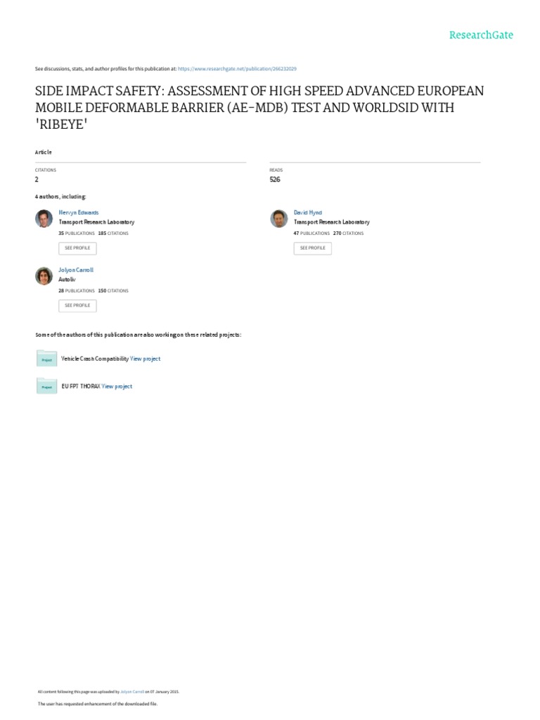 Side Impact Safety: Assessment of High Speed Advanced European Mobile ...