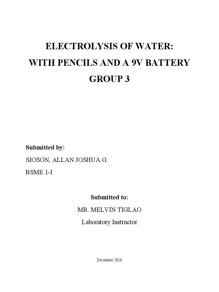 Electrolysis of Water | PDF | Ion | Water
