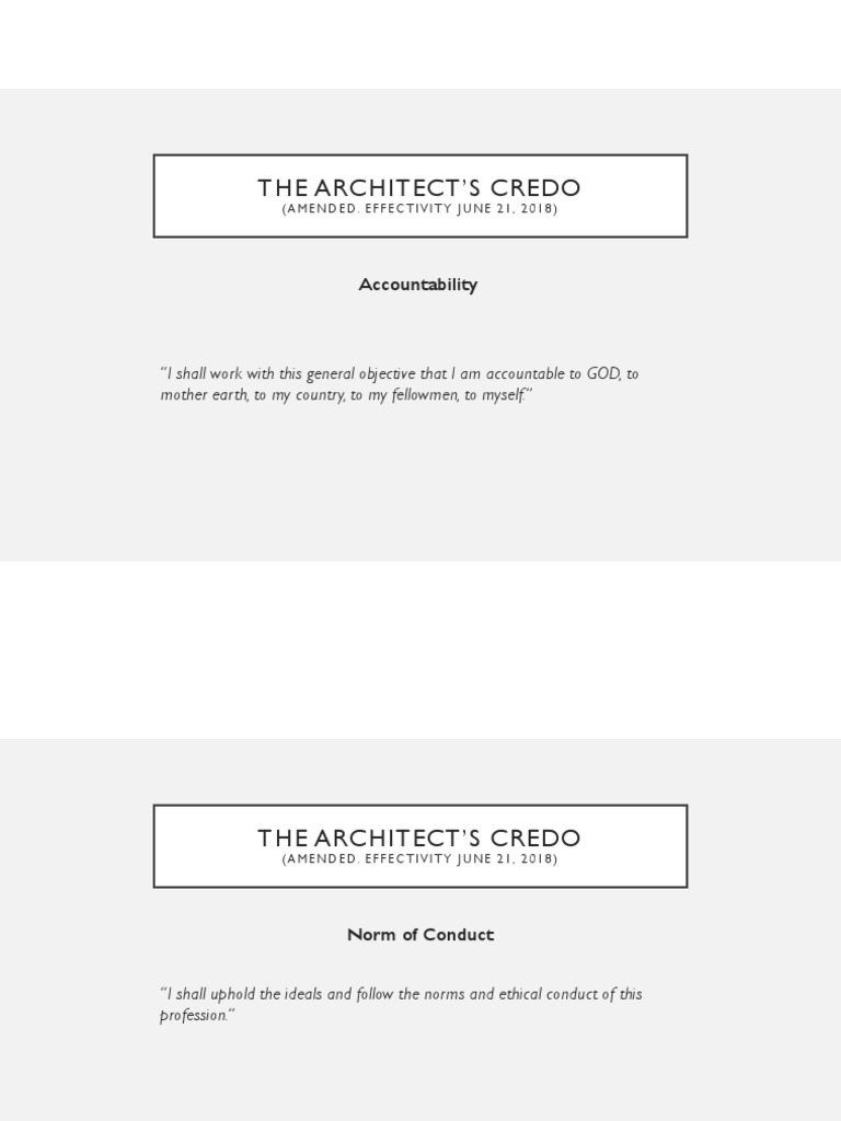The Architect'S Credo: Accountability | PDF
