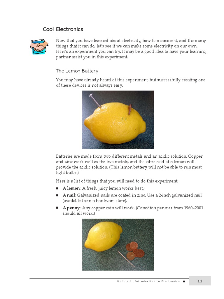 Lemon Battery | PDF | Materials | Chemistry