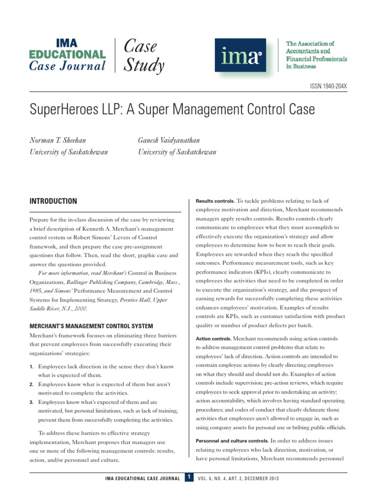 Superheroes LLP: A Super Management Control Case | PDF | Performance ...