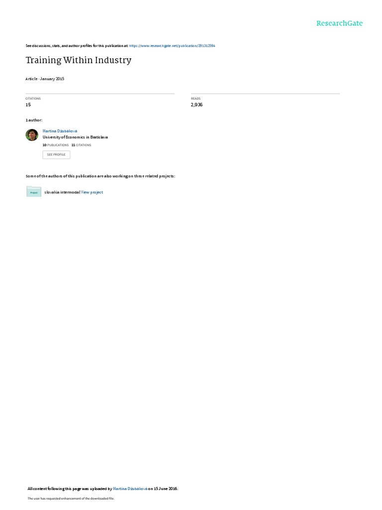 Training Within Industry | PDF