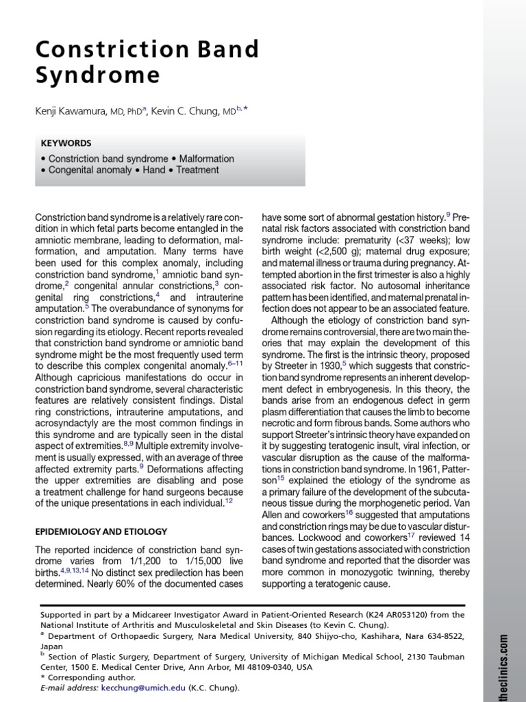 Constriction Band Syndrome Overview | PDF | Finger | Hand
