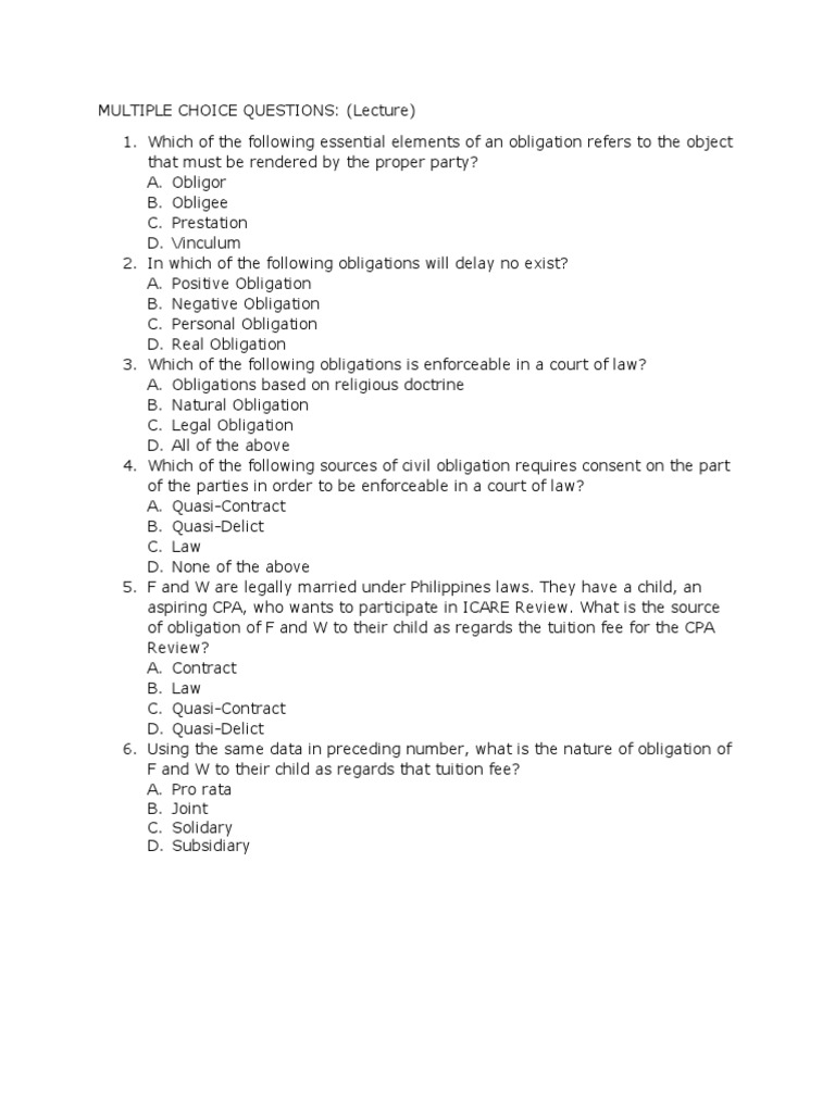 Multiple Choice Questions | PDF | Burden Of Proof (Law) | Evidence