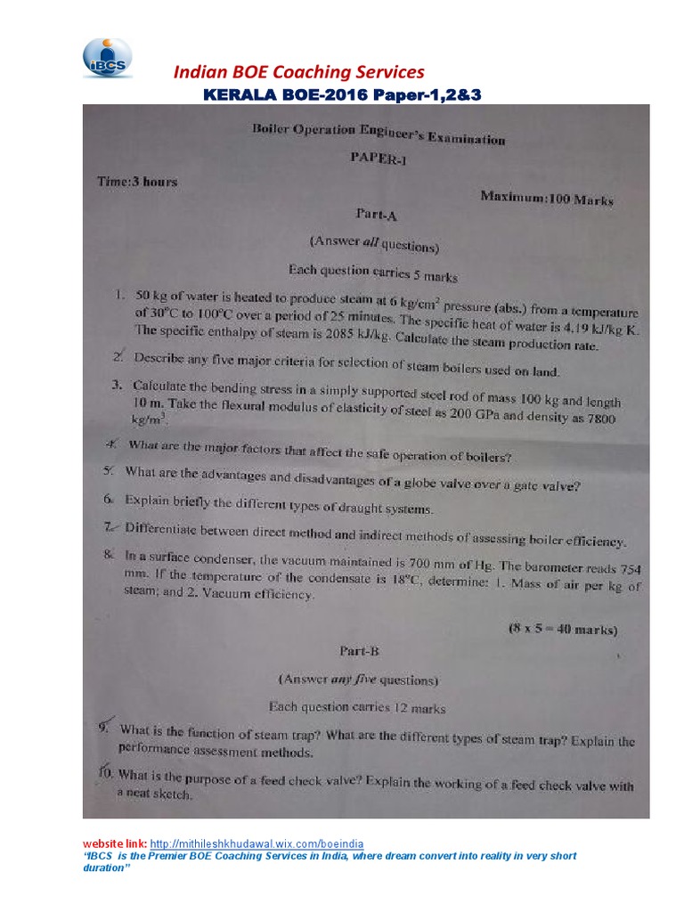 KL BOE 2016 Paper 123 | PDF