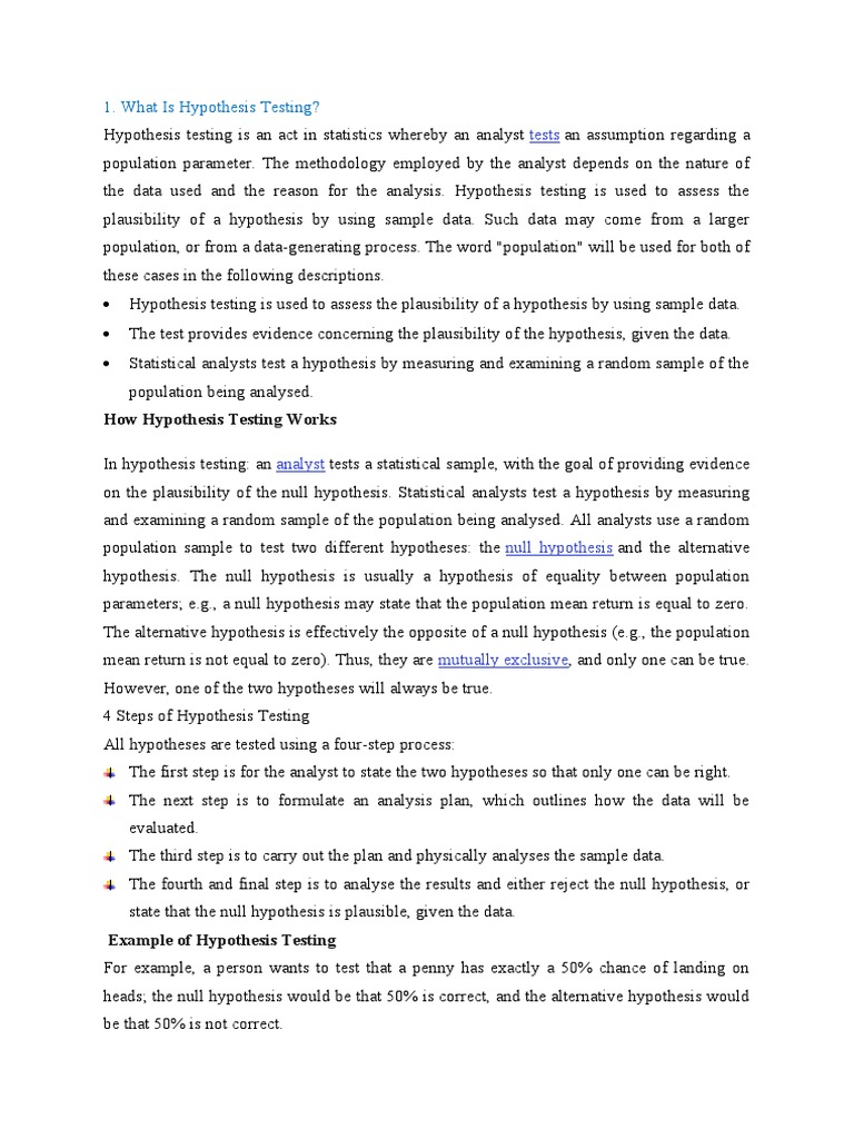 What Is Hypothesis Testing?: Tests | PDF | Type I And Type Ii Errors ...
