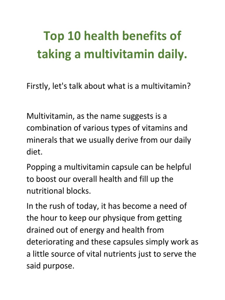 Top 10 Health Benefits of Taking A Multivitamin Daily | PDF | Vitamin ...