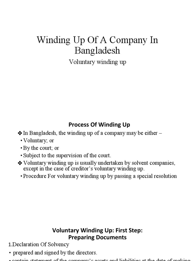 Winding Up of A Company in | PDF | Liquidation | Business Law