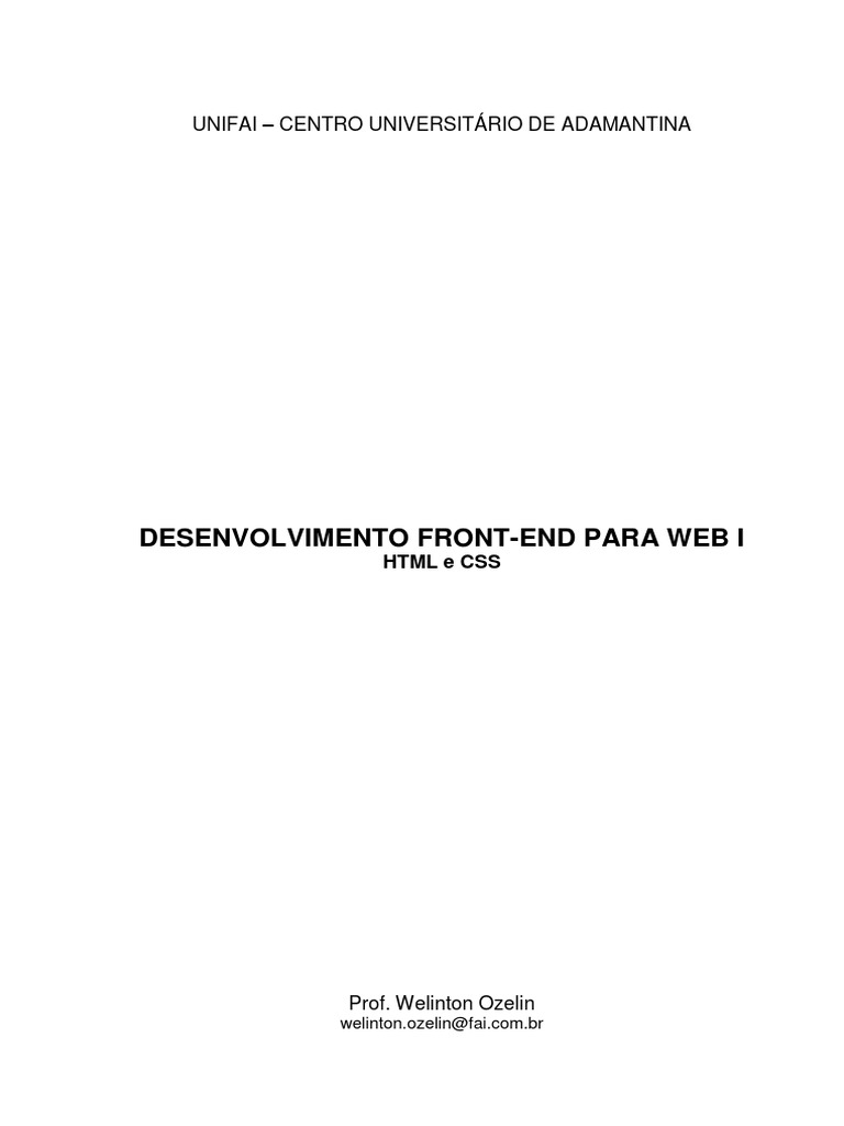 Apostila - HTML e CSS | PDF | Html | Informática Apostila - HTML e CSS | PDF | Html | Informática