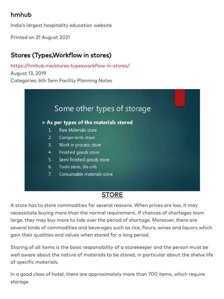Stores (Types, Workflow in Stores) - Hmhub - Perfect ? Hub For 100k+ ? Hospitality ? Students ...