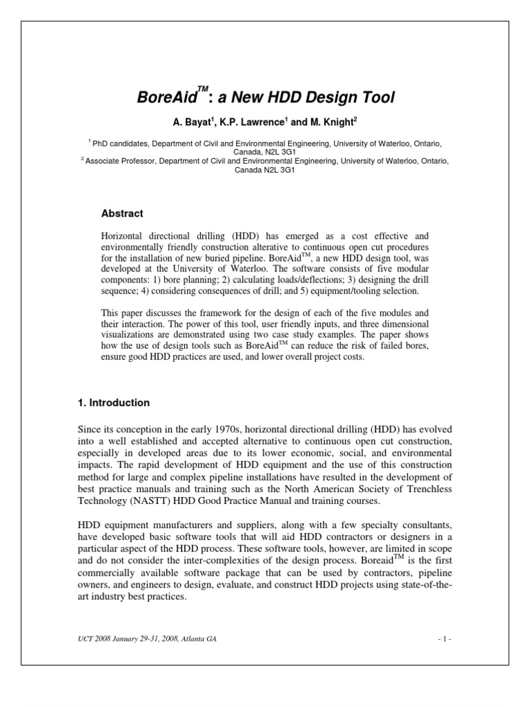 BOREAID - New HDD Design Tool | PDF | Microsoft Excel | Drill