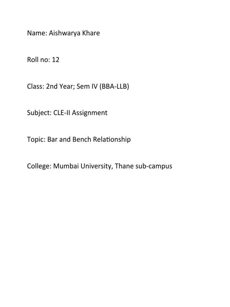 Bar and Bench Relation | PDF | Advocate | Judge