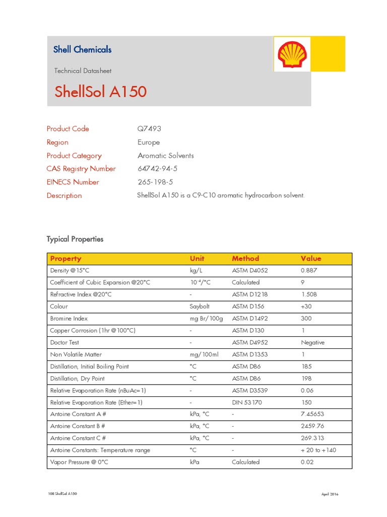 Shellsol A150 q7493 Eu 18042016 | PDF | Physical Chemistry | Chemistry