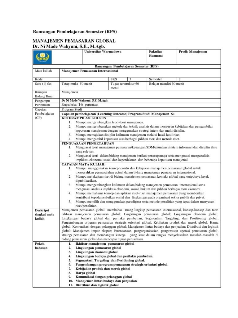 RPS Man Pemasaran Global S1 | PDF