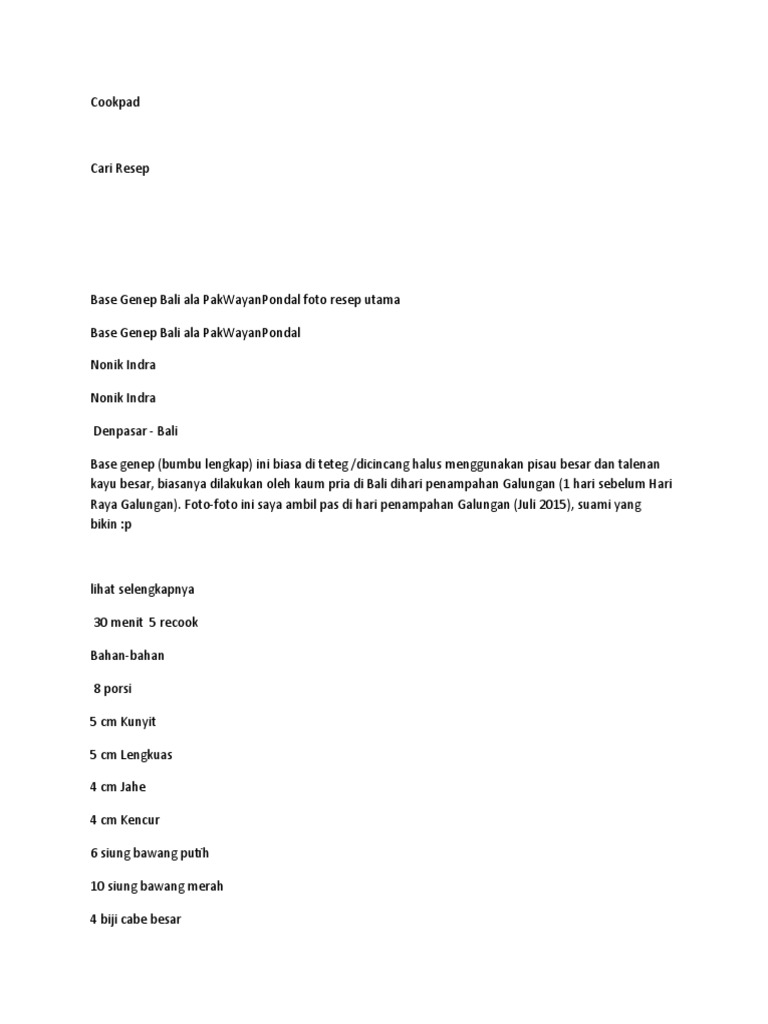 Resep Base Gede | PDF
