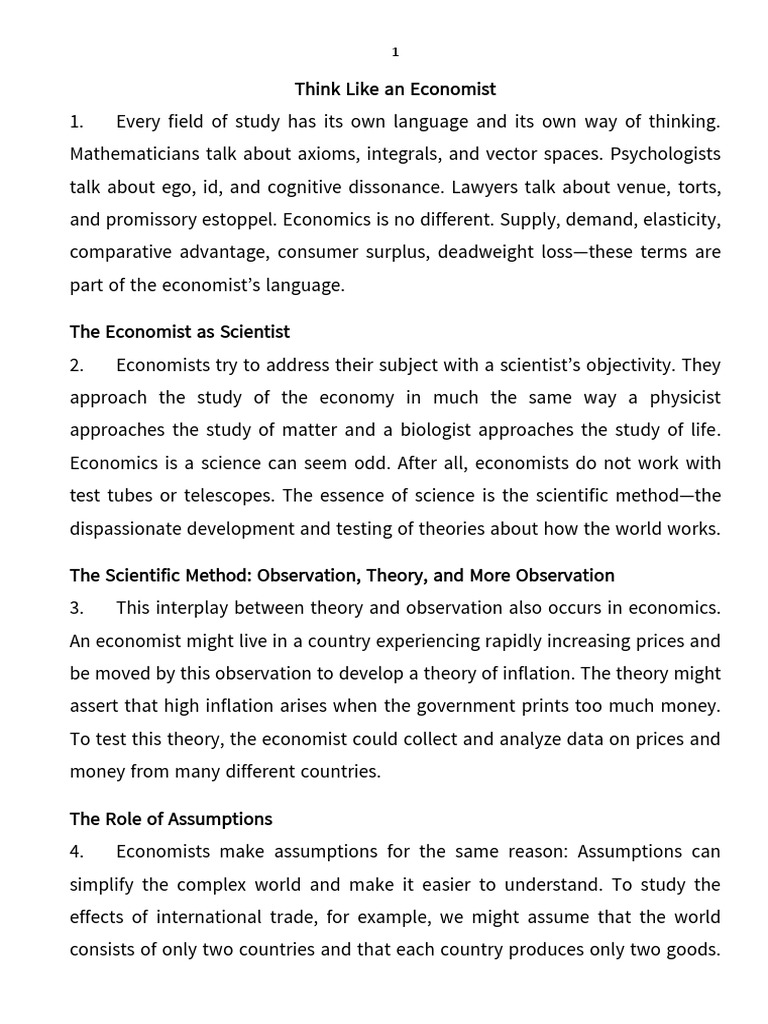 Think Like An Economist | PDF | Economics | Macroeconomics