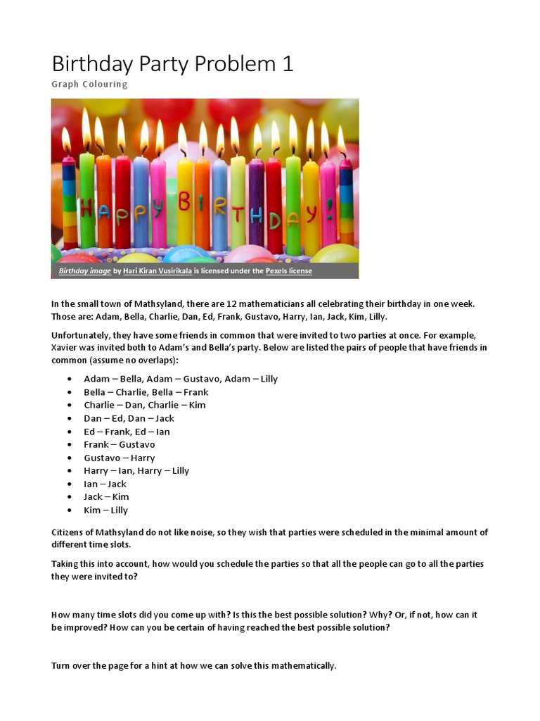 Graph Colouring Party Problem 1 | PDF