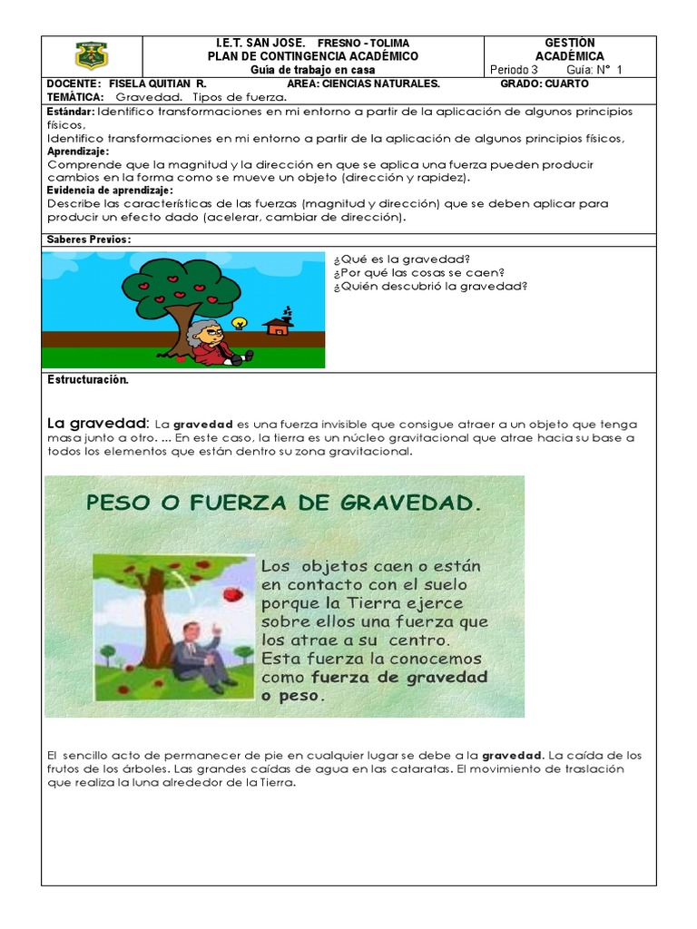 Gravedad: Conceptos y Actividades para Niños | PDF | Gravedad | Ley de ...