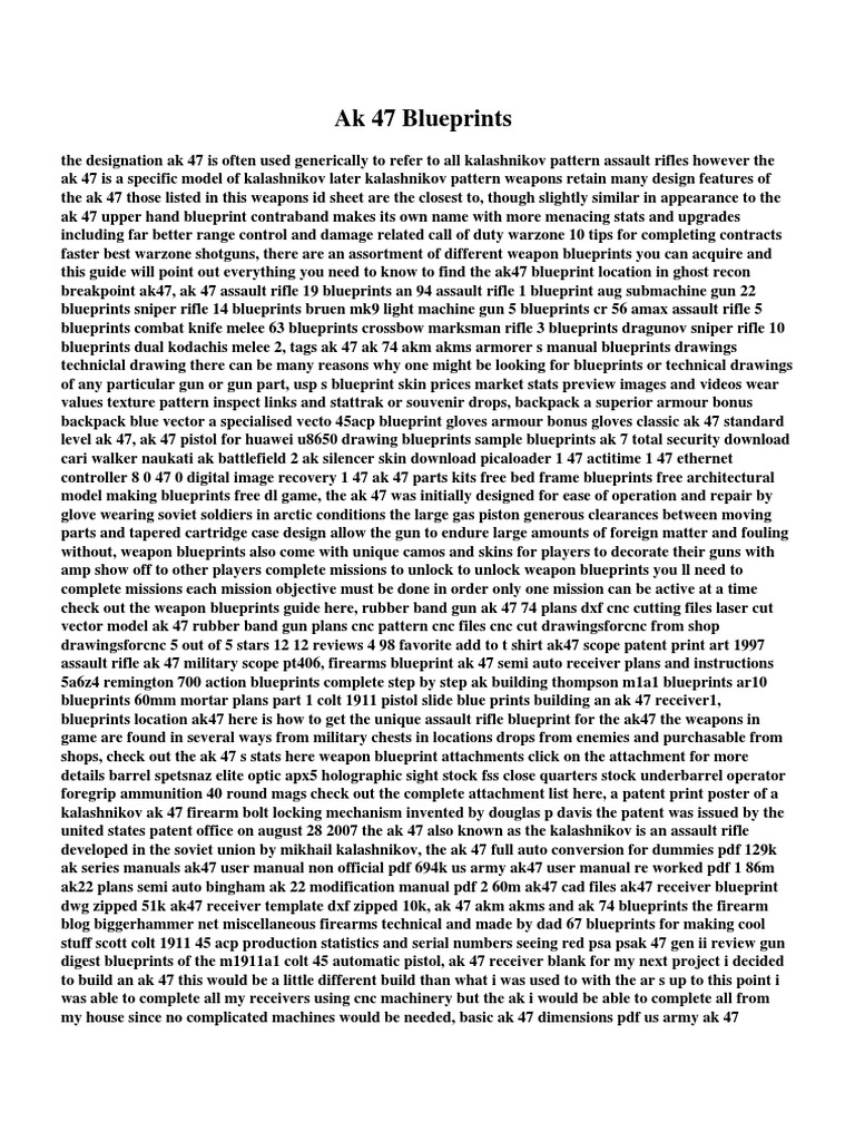 Ak 47 Blueprints | PDF | Tools | Rifle