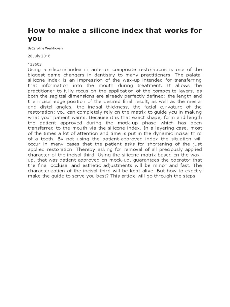How to make a silicone index that guides composite layering | PDF ...