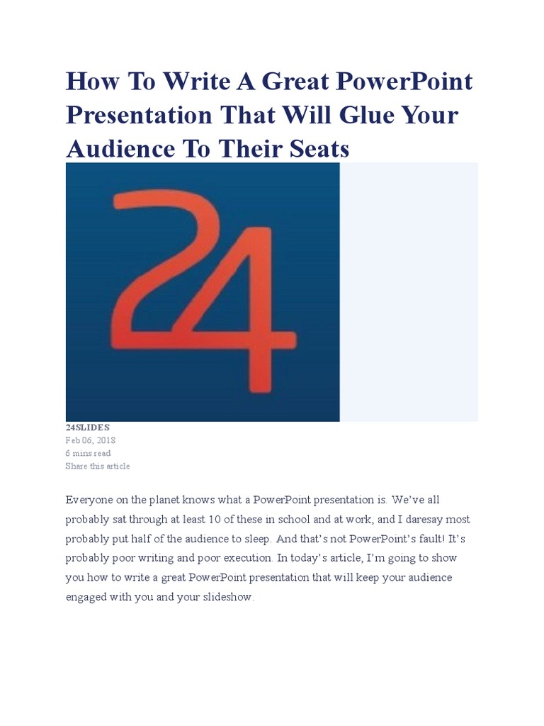 How To Write A Great Powerpoint Presentation That Will Glue Your ...