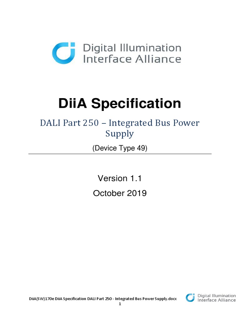 Diia Specification: Dali Part 250 - Integrated Bus Power Supply | PDF | Read Only Memory ...