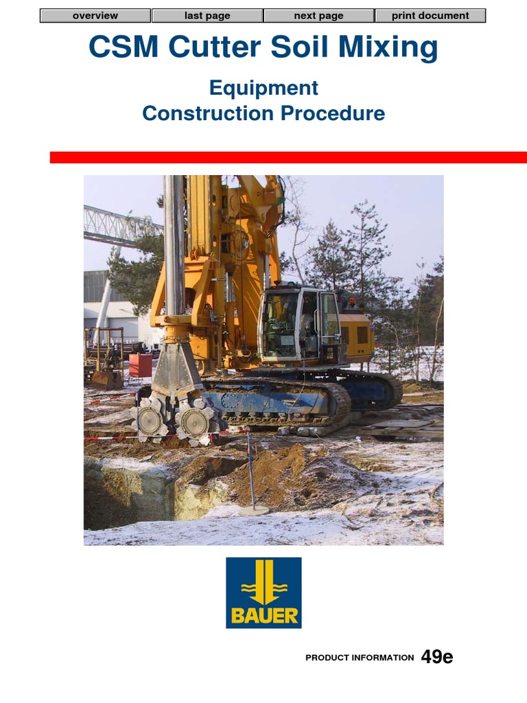 CSM Cutter Soil Mixing: Equipment Construction Procedure | Download ...