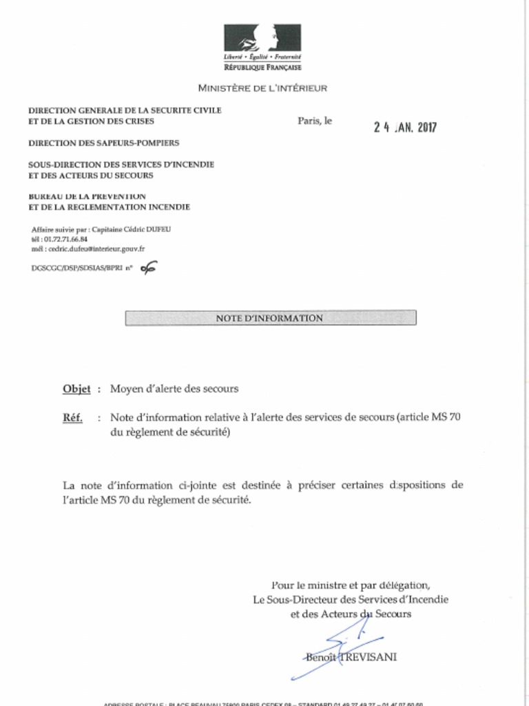 Note Information BPRI Moyen Alerte Secours MS 70 | PDF