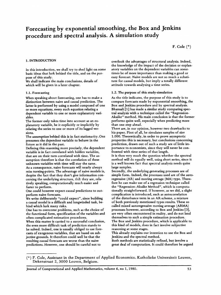 Forecasting Methods Simulation Study | PDF | Mean Squared Error | Stationary Process