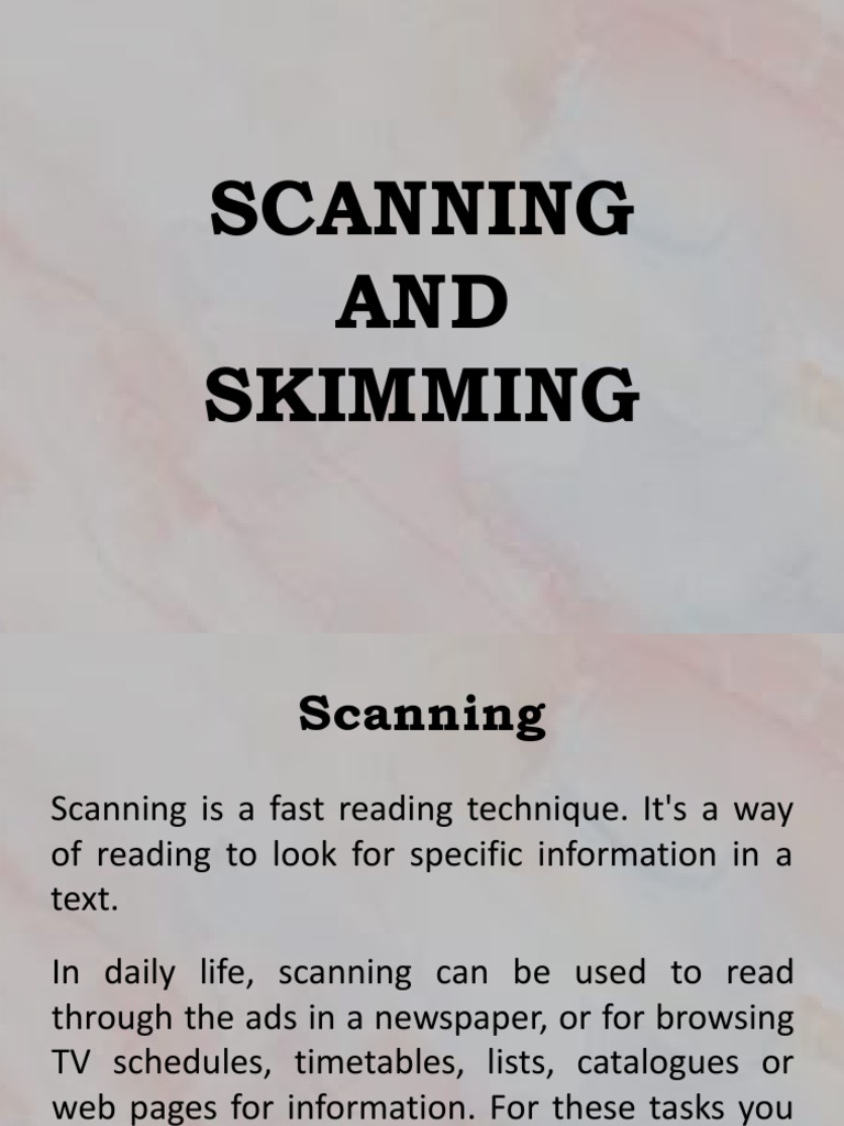 Skimming Reading